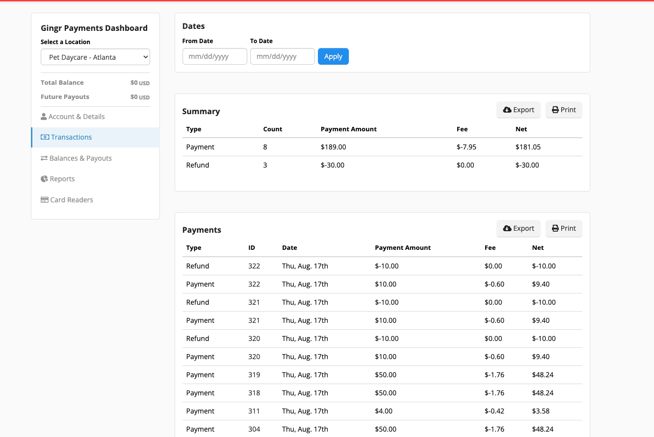 Transactions (Reference) – Gingr
