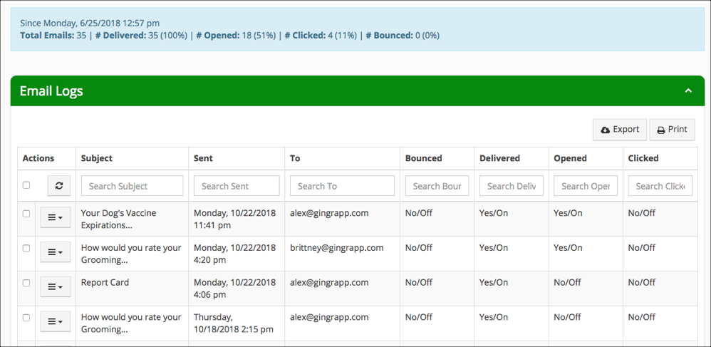Access the Outgoing Email Log (How-To) – Gingr