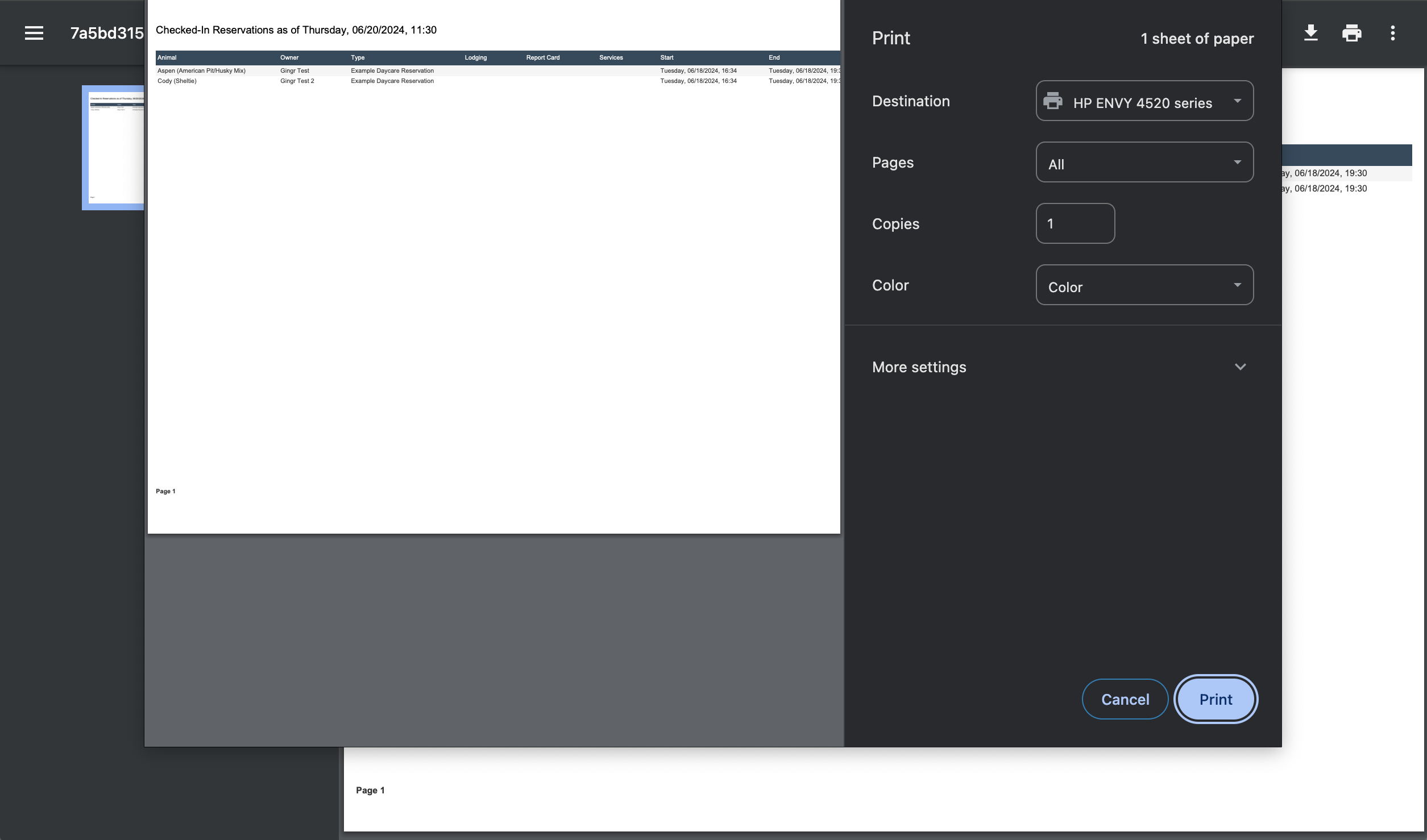 Print Dashboard Reports (How-To) – Gingr