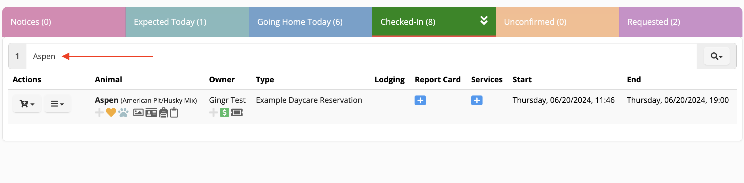 Main Dashboard Sections Reference Gingr 