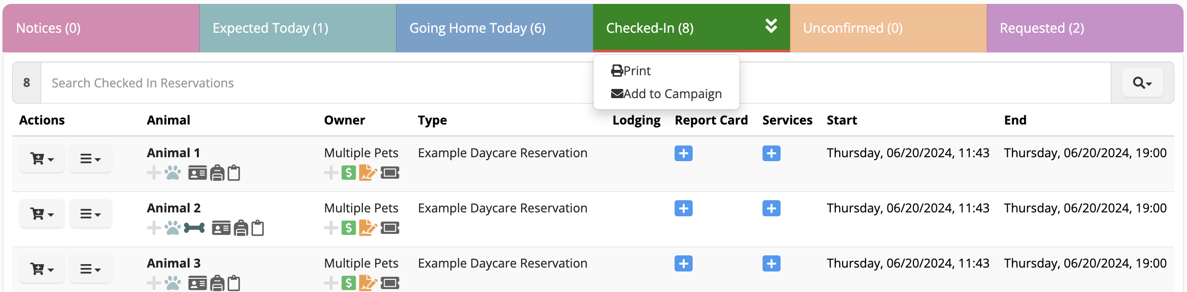 Main Dashboard Sections (Reference) – Gingr