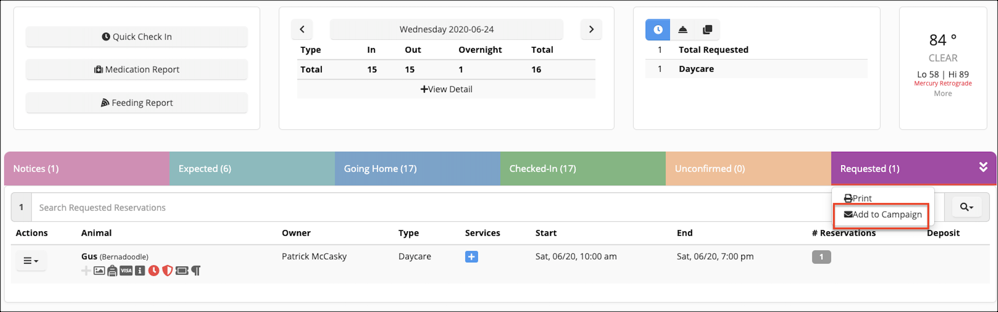Add to a Campaign from Dashboard (How-To) – Gingr