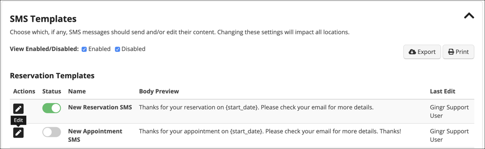 Customize SMS Template Types (How-To) – Gingr