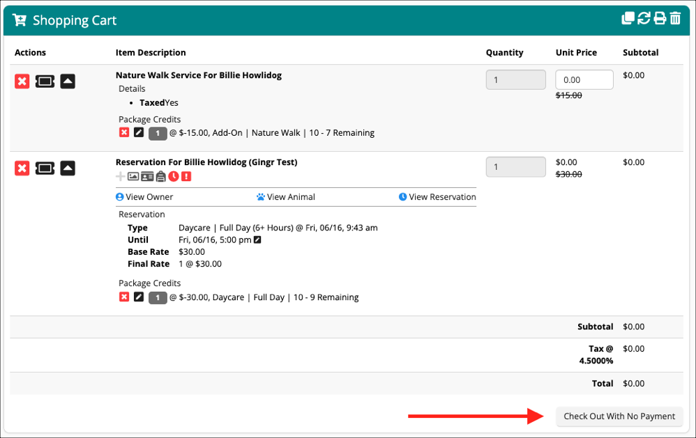Checkout with a Package Credit (How-To) – Gingr