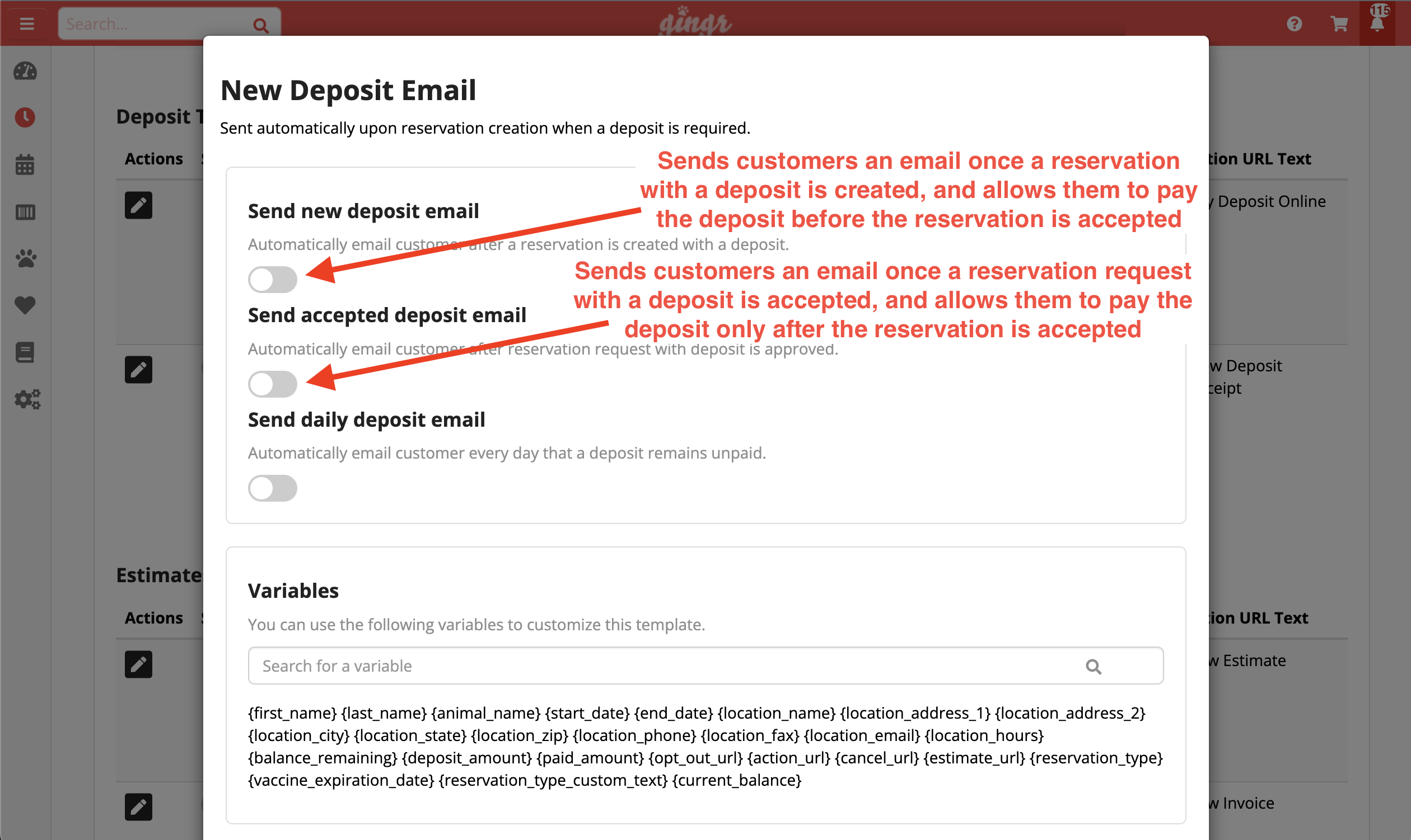Reservation Deposits (Topic Outline) – Gingr
