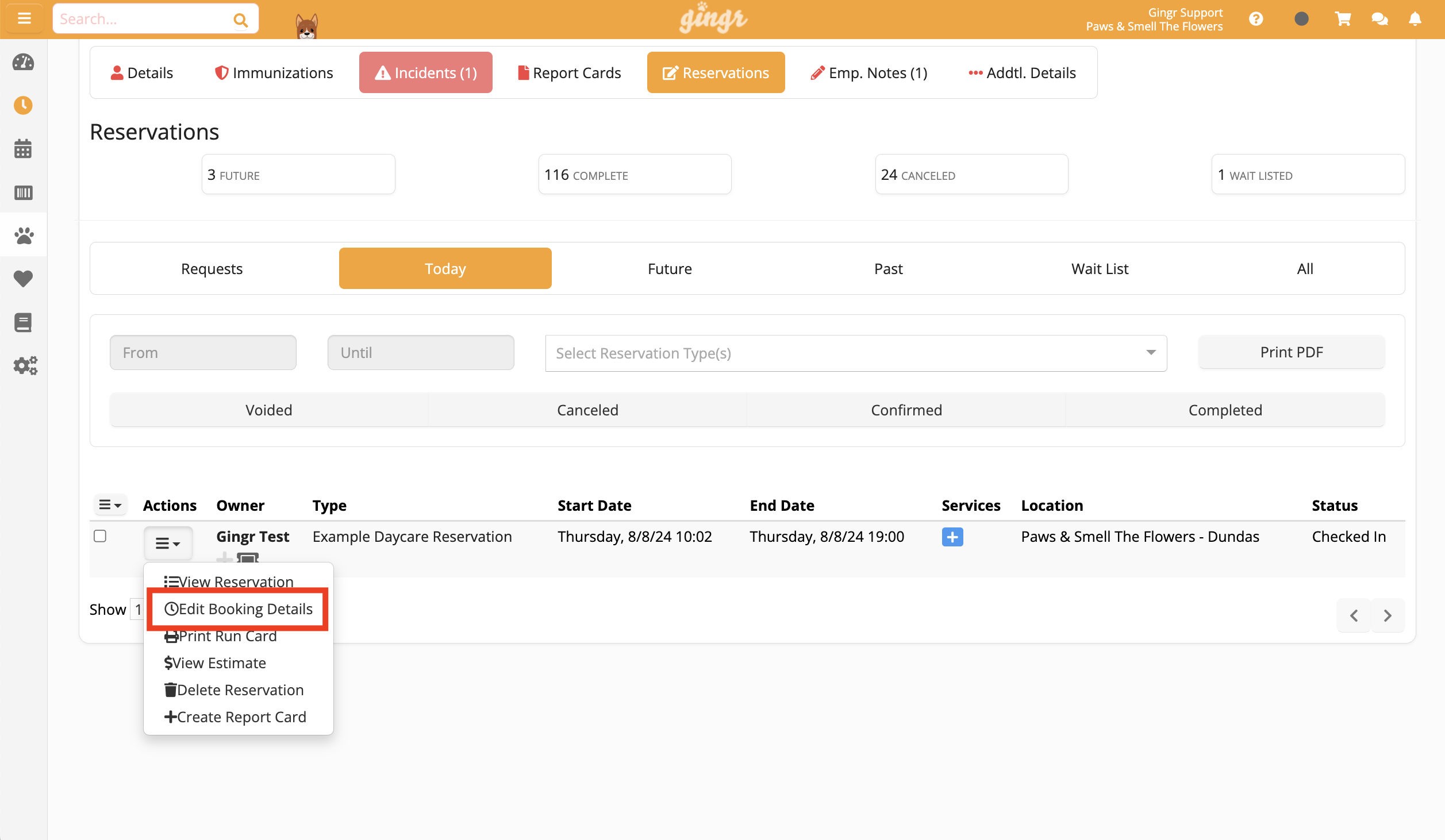 Edit a Reservation After Check-In (How-To) – Gingr