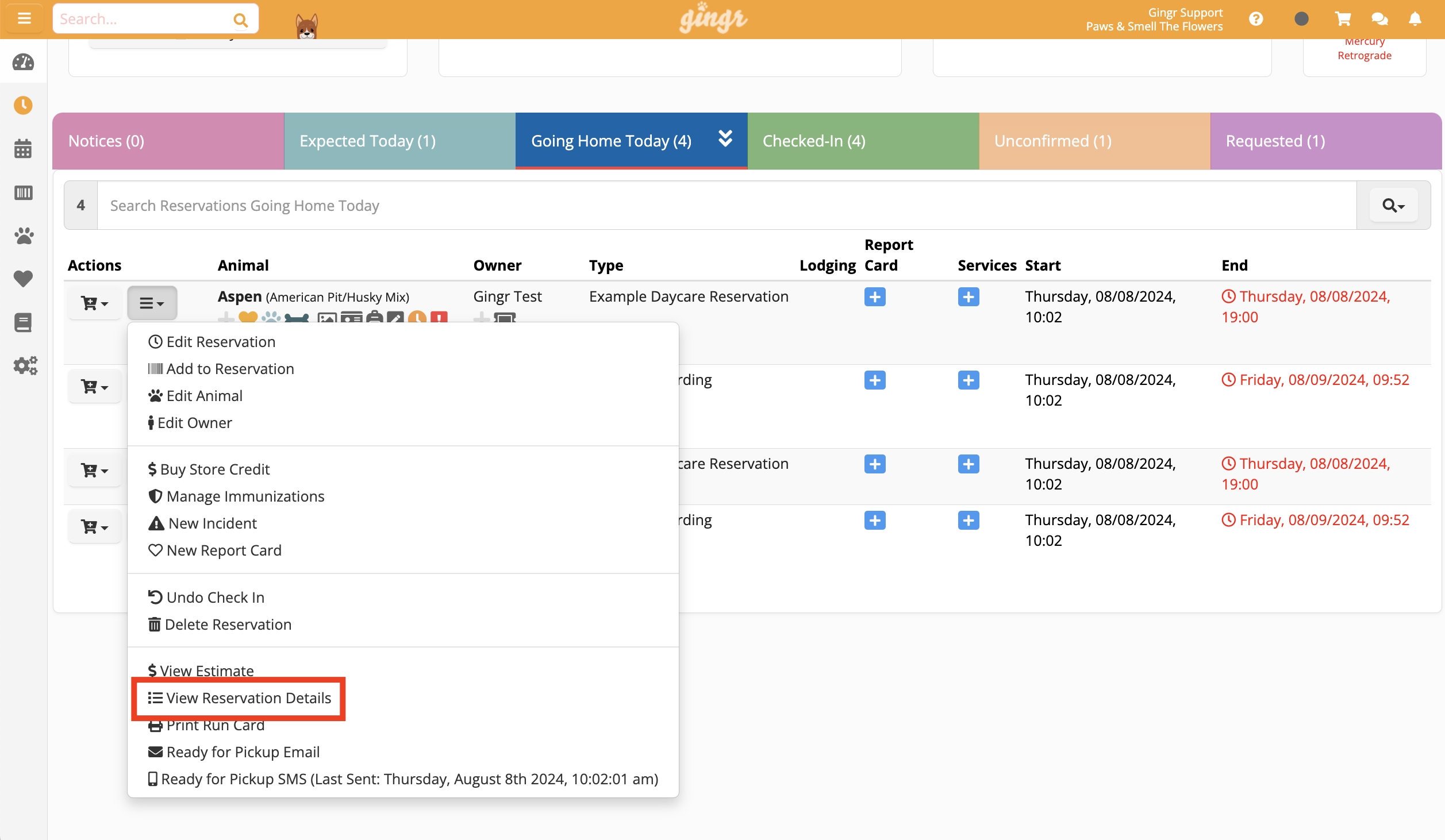 Edit a Reservation After Check-In (How-To) – Gingr