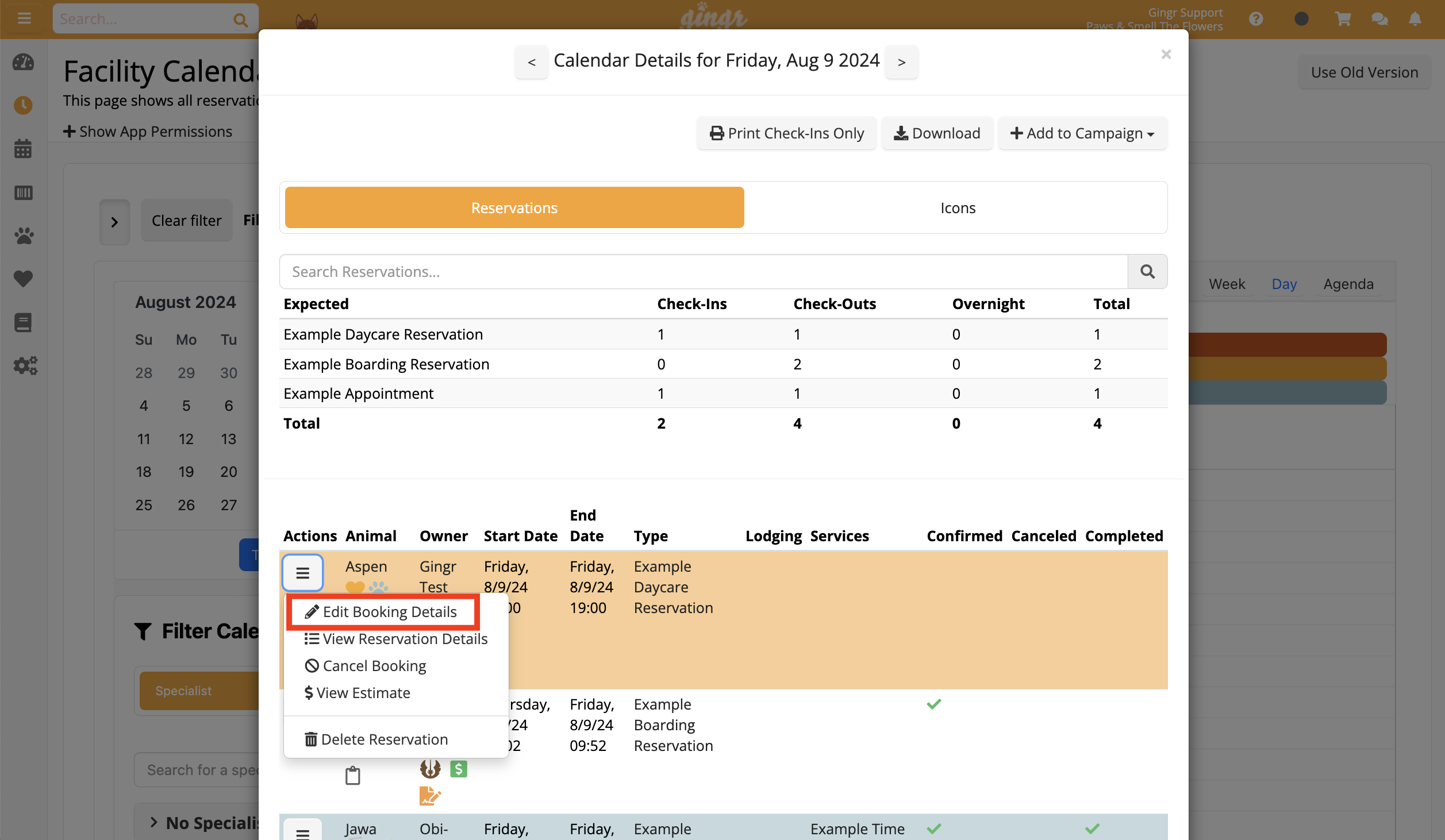Edit a Reservation After Check-In (How-To) – Gingr