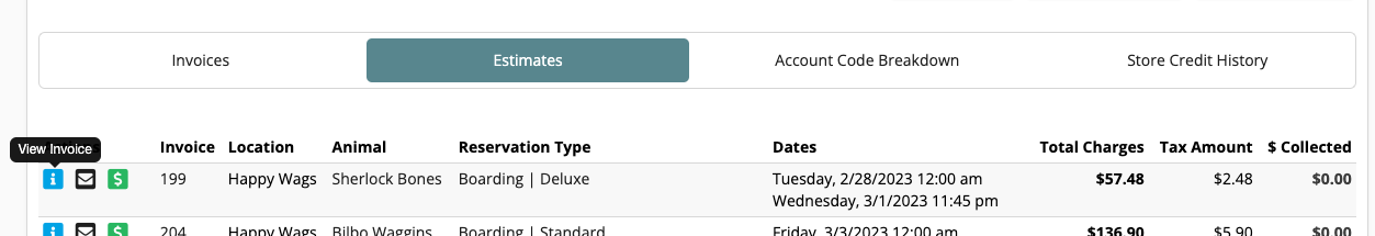 Owner’s Invoices Tab (Reference) – Gingr
