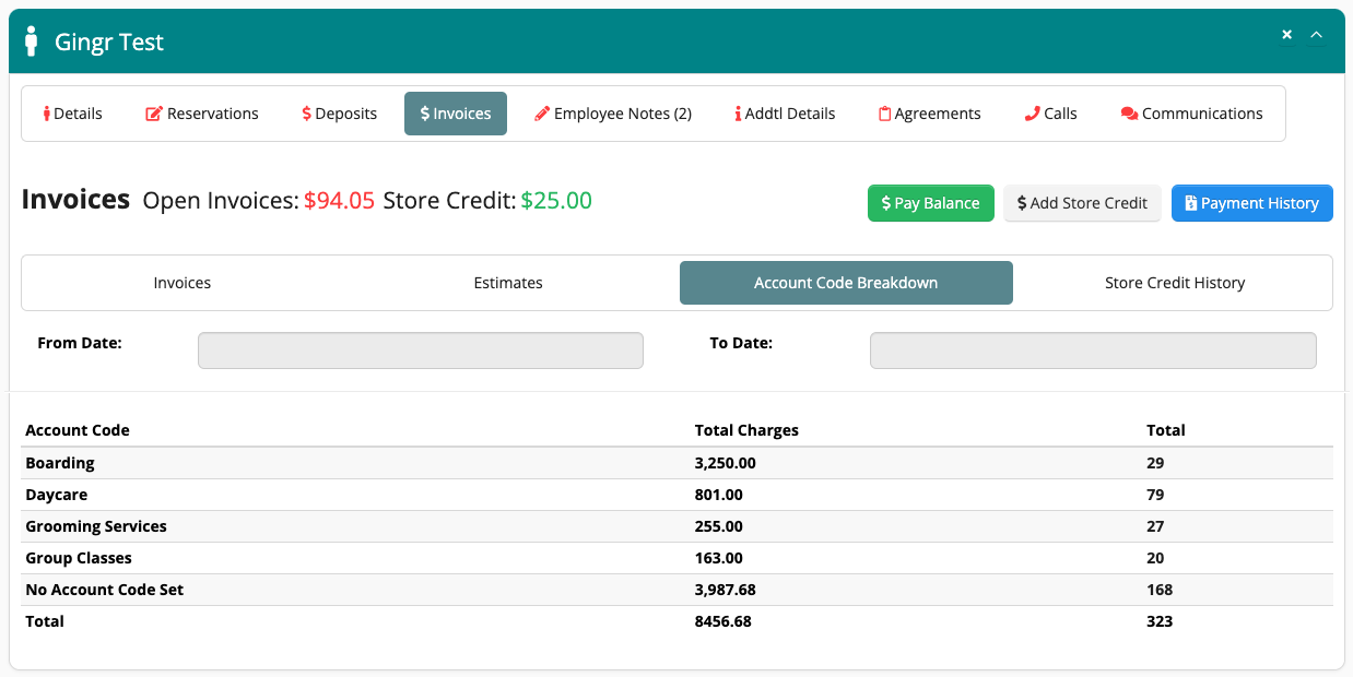 Owner’s Invoices Tab (Reference) – Gingr