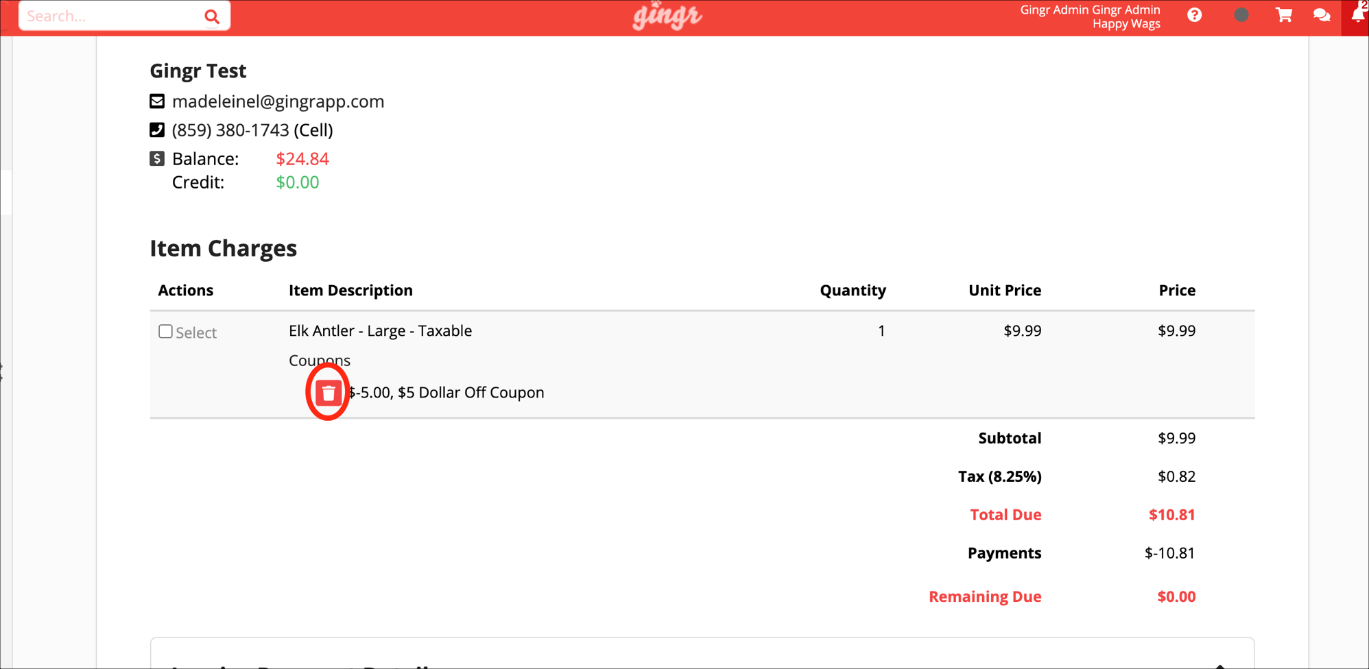 Remove an Applied Package Credit or Coupon (How-To) – Gingr