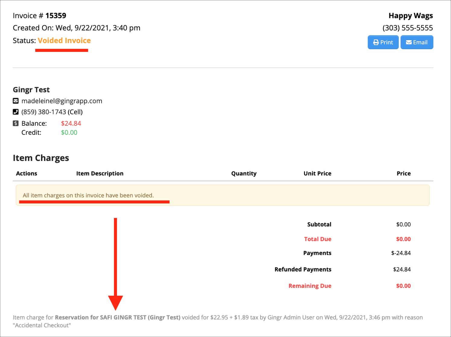 Void an Item (How-To) – Gingr