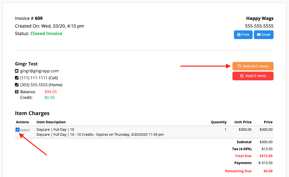 Refund an Invoice to Store Credit (How-To) – Gingr