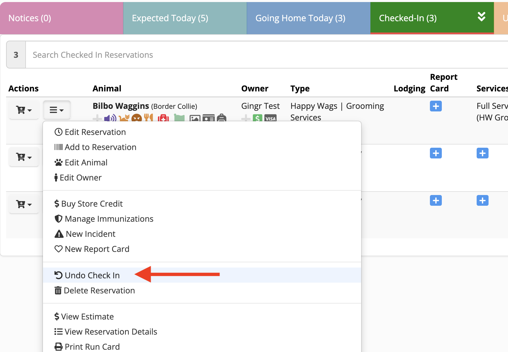 Undo a Check-In (How-To) – Gingr