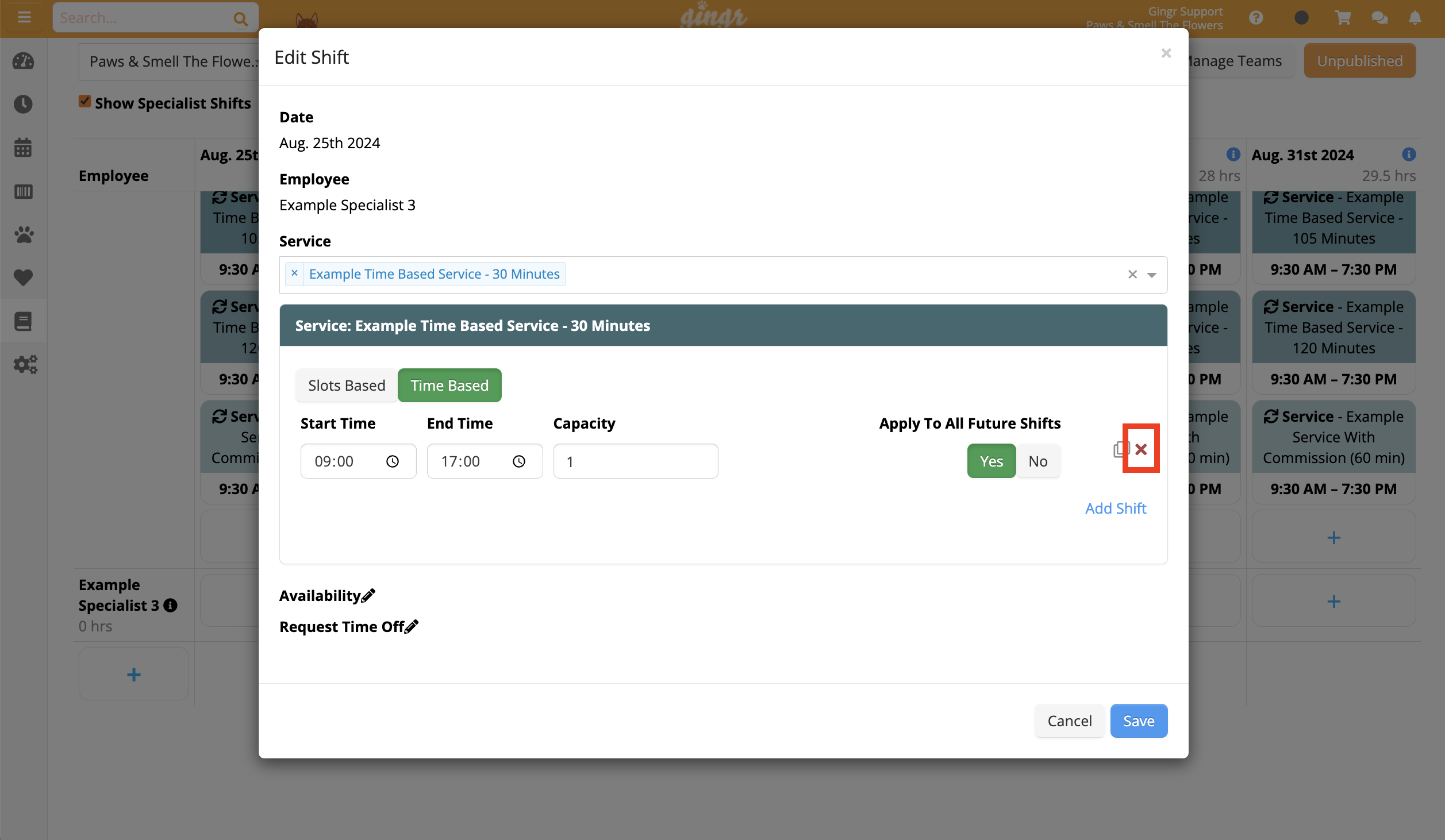 Set Up Time-Based Specialists (How-To) – Gingr
