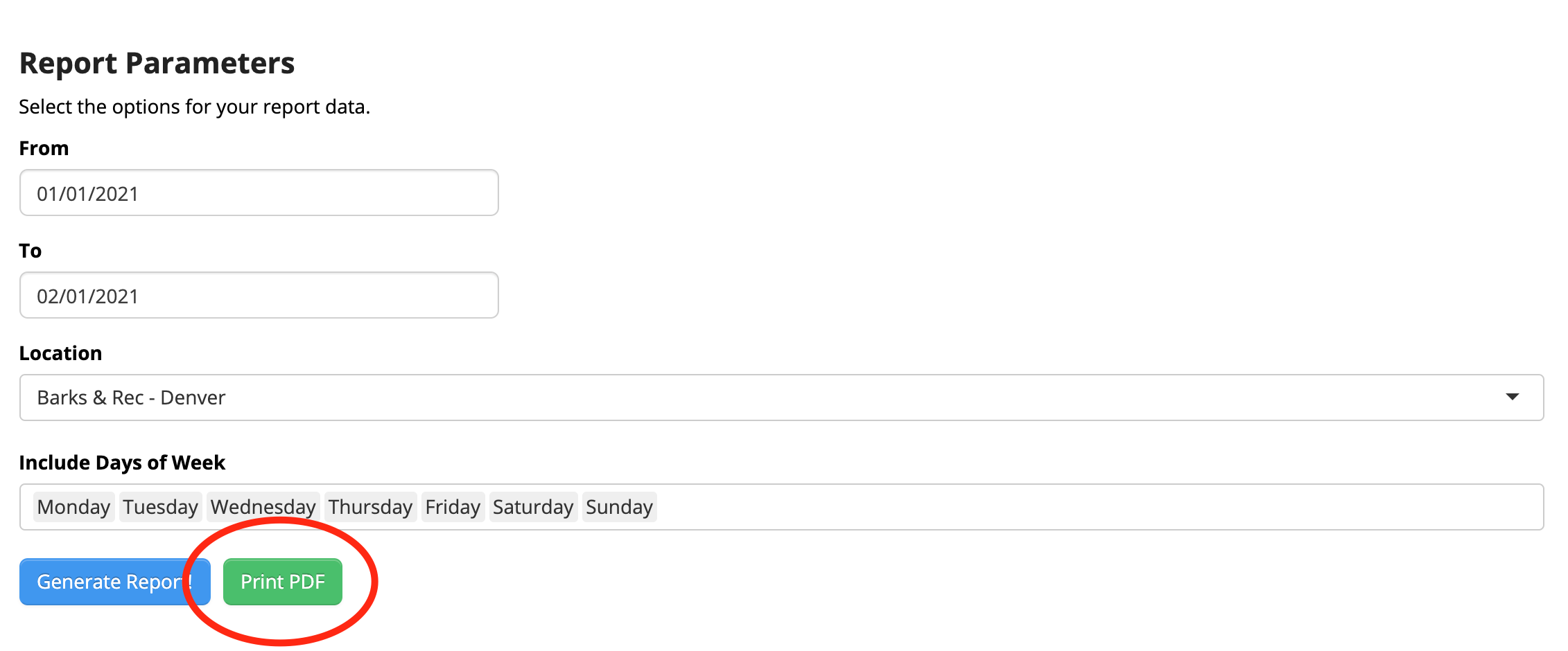 Occupancy by Hour Report (Reference) – Gingr