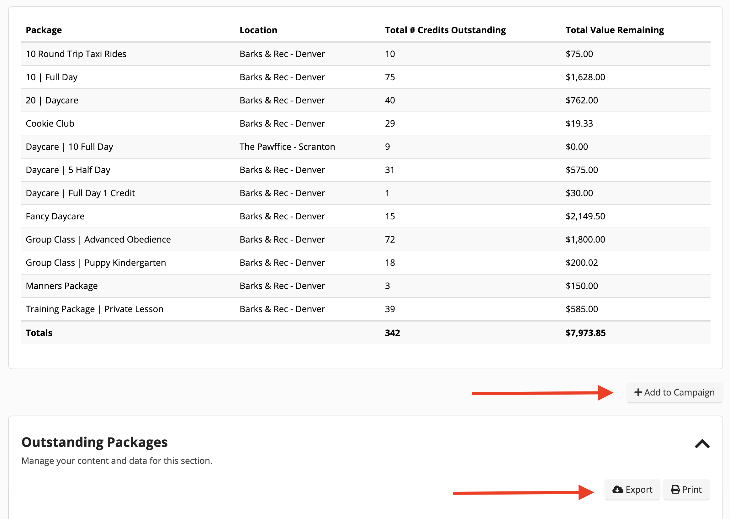 Outstanding Packages Report (Reference) – Gingr