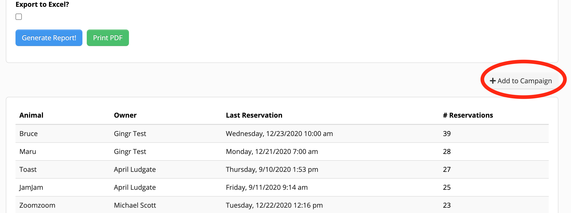 Reservation Type Comparison Report (Reference) – Gingr