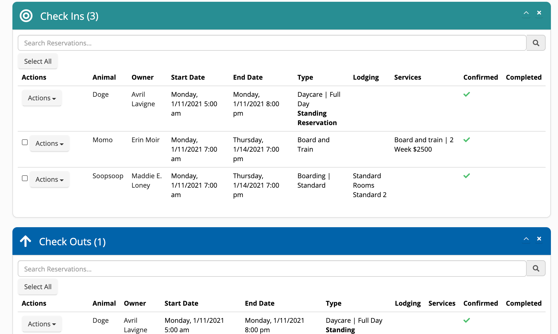 Reservations by Date Report (Reference) – Gingr