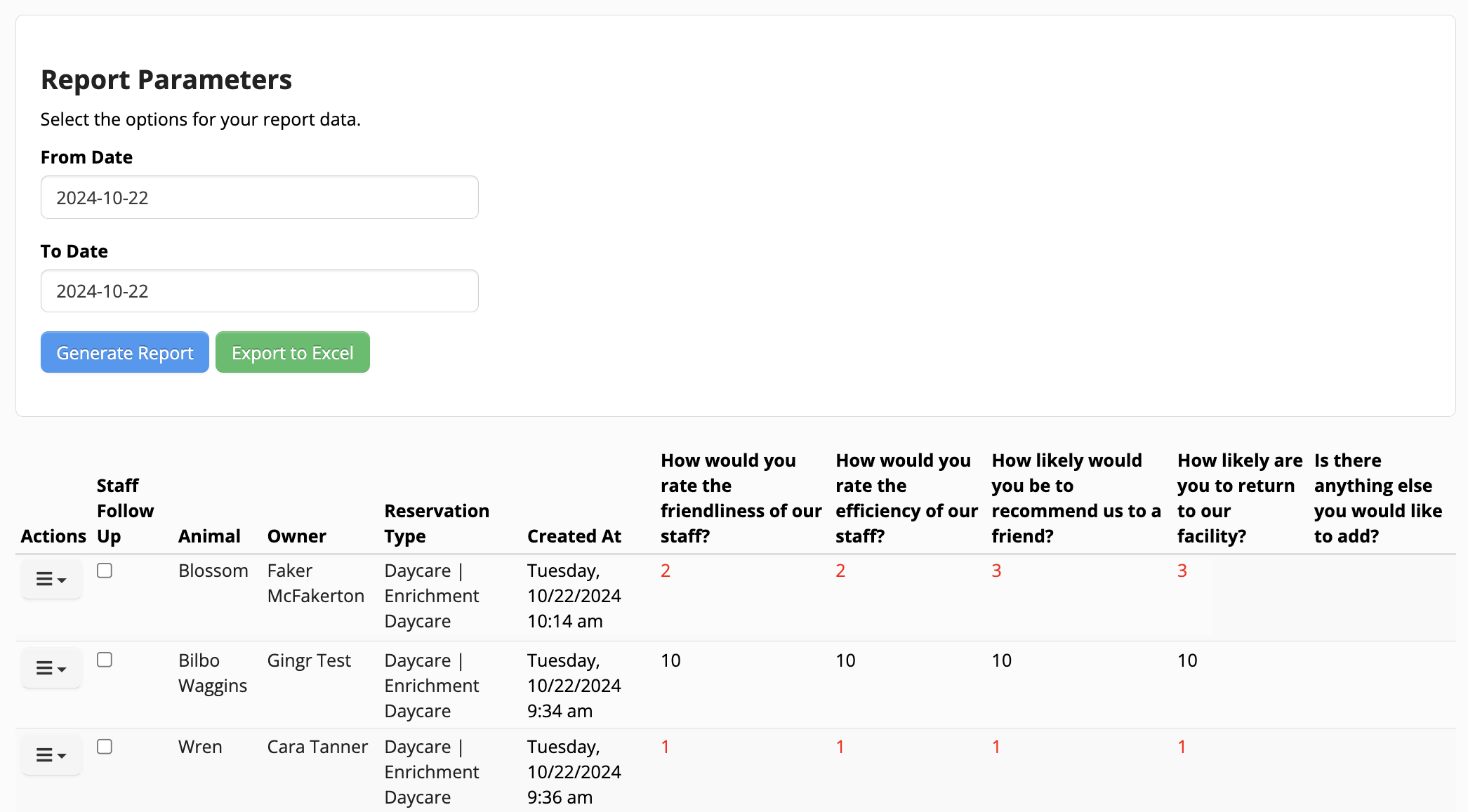 Checkout Survey Notifications (Reference) – Gingr