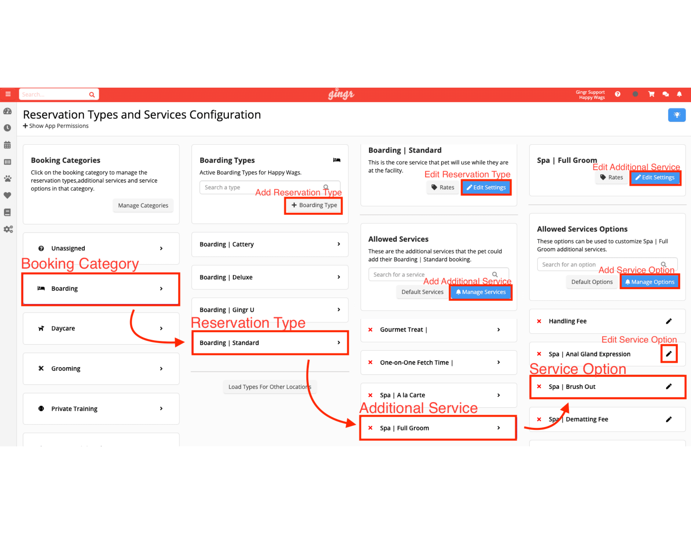 Reservation Types and Services Configuration Page Structure (Reference ...
