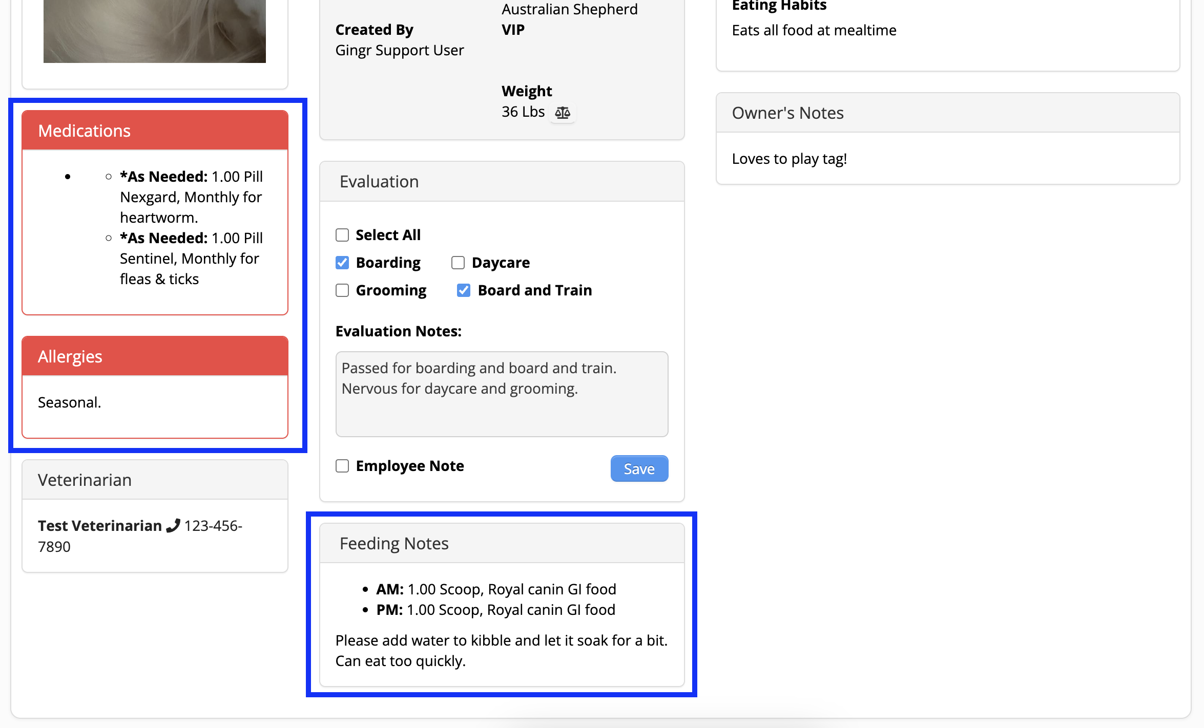 Animal Profile Page Overview (Reference) – Gingr